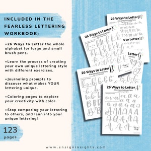 Fearless Lettering Worksheets: Brush Lettering Practice (digital ...