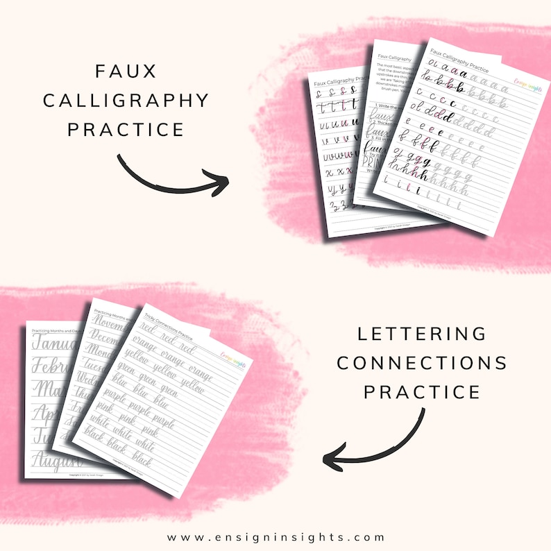 Hand Lettering Worksheets for Beginners Learn Hand Lettering | Etsy