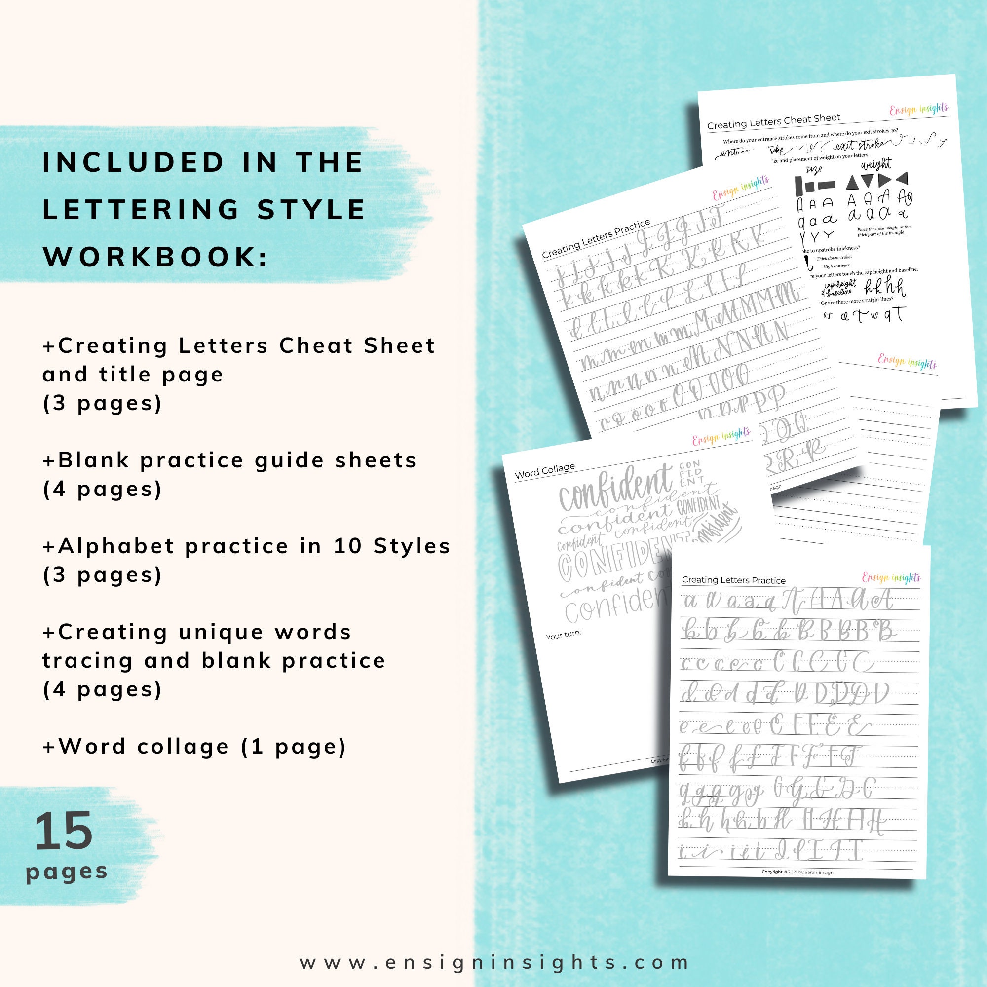 Lettering Style Practice Worksheets Hand Lettering Style - Etsy