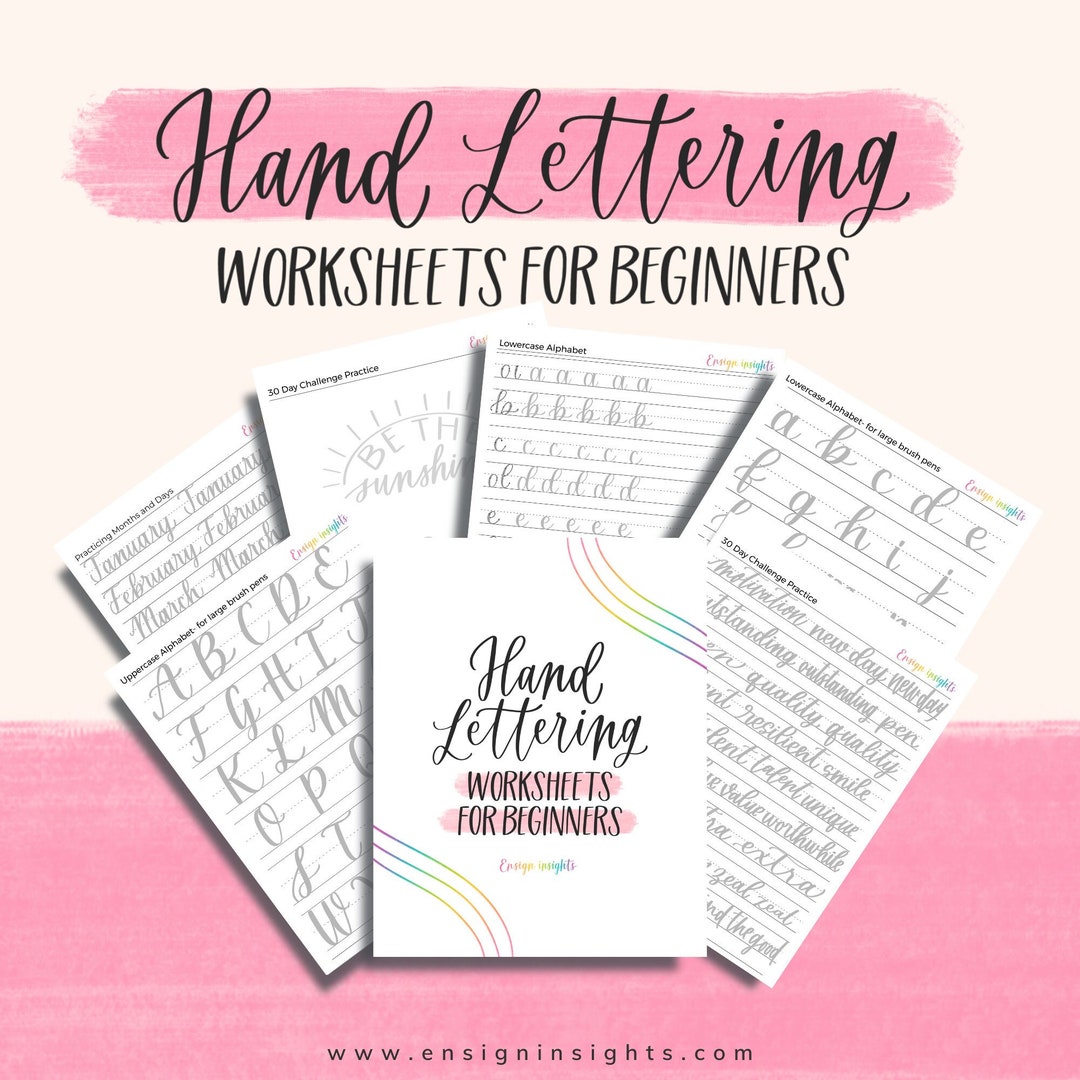 Hand Lettering Worksheets for Beginners: Calligraphy Practice (digital ...