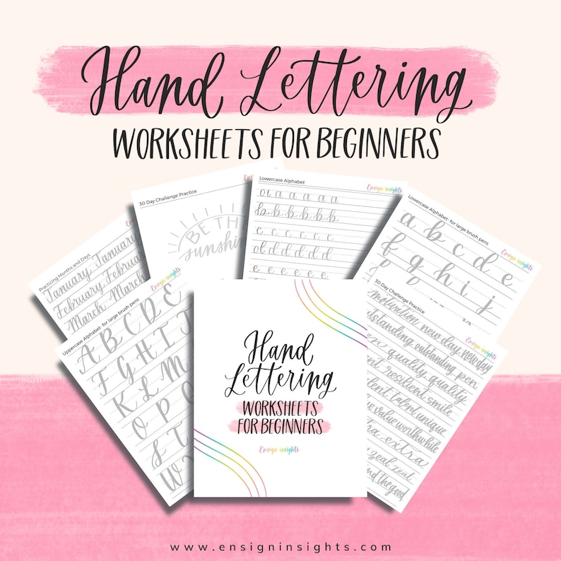 Hand Lettering Worksheets for Beginners Learn Hand Lettering | Etsy