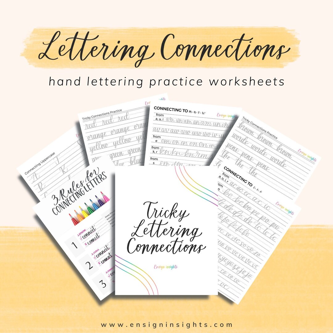 Hand Lettering Connections Worksheets, Hand Lettering Worksheets, Learn ...
