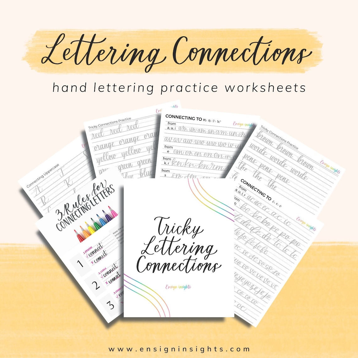 Hand Lettering Connections Worksheets Hand Lettering - Etsy
