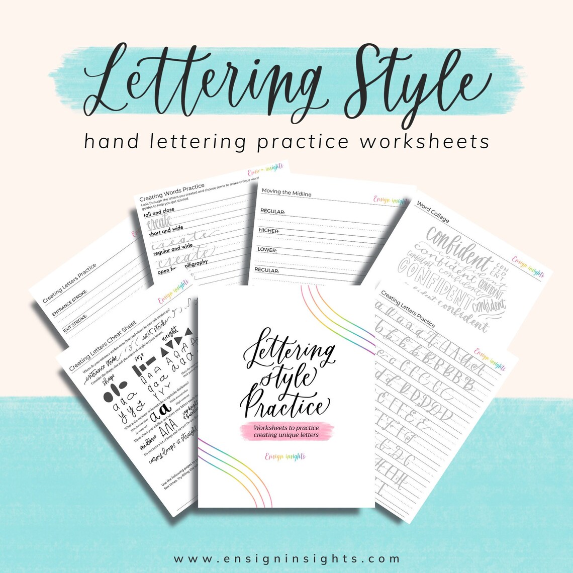 Lettering Style Practice Worksheets Hand Lettering Style - Etsy