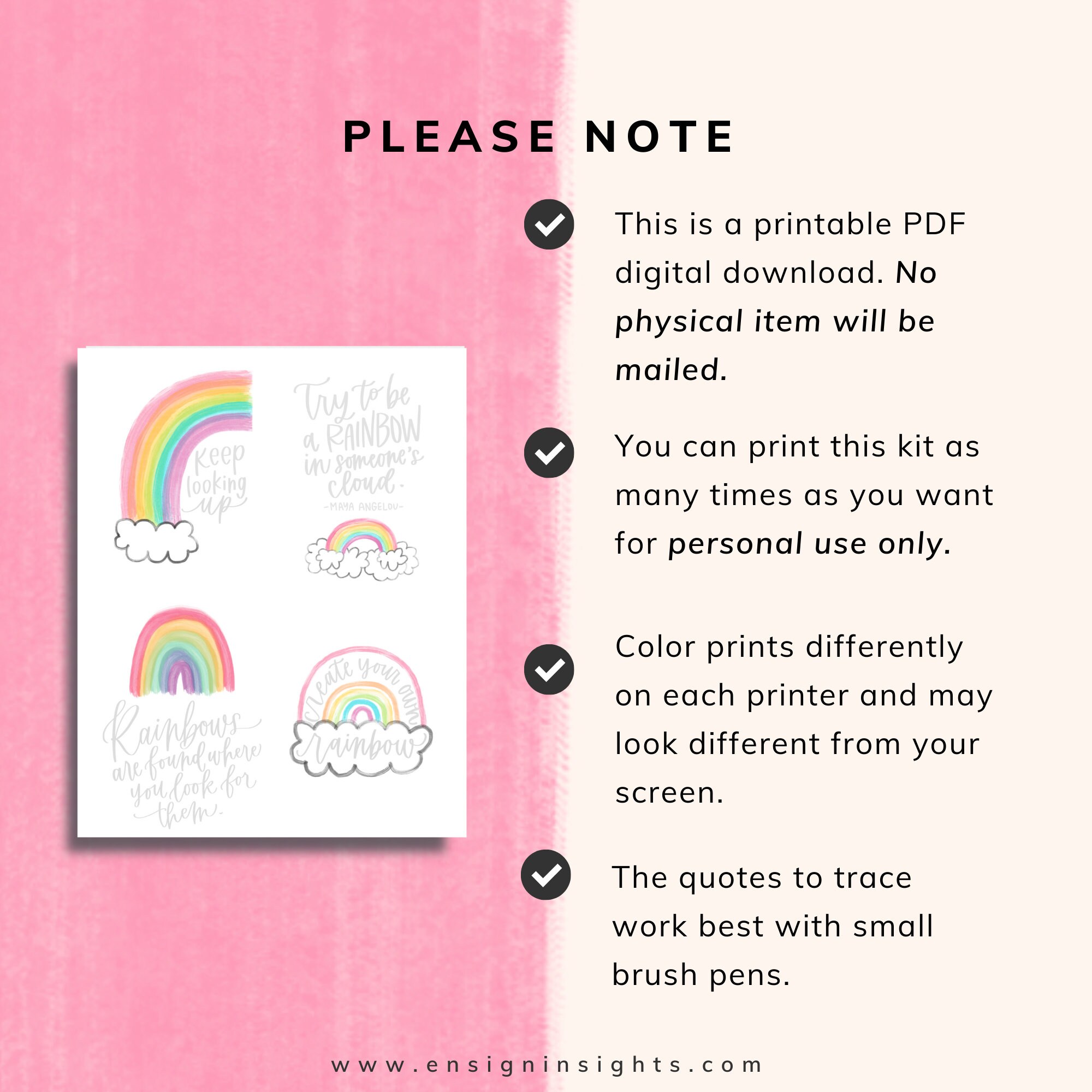 Rainbow Journal Kit for Hand Lettering and Calligraphy Junk - Etsy