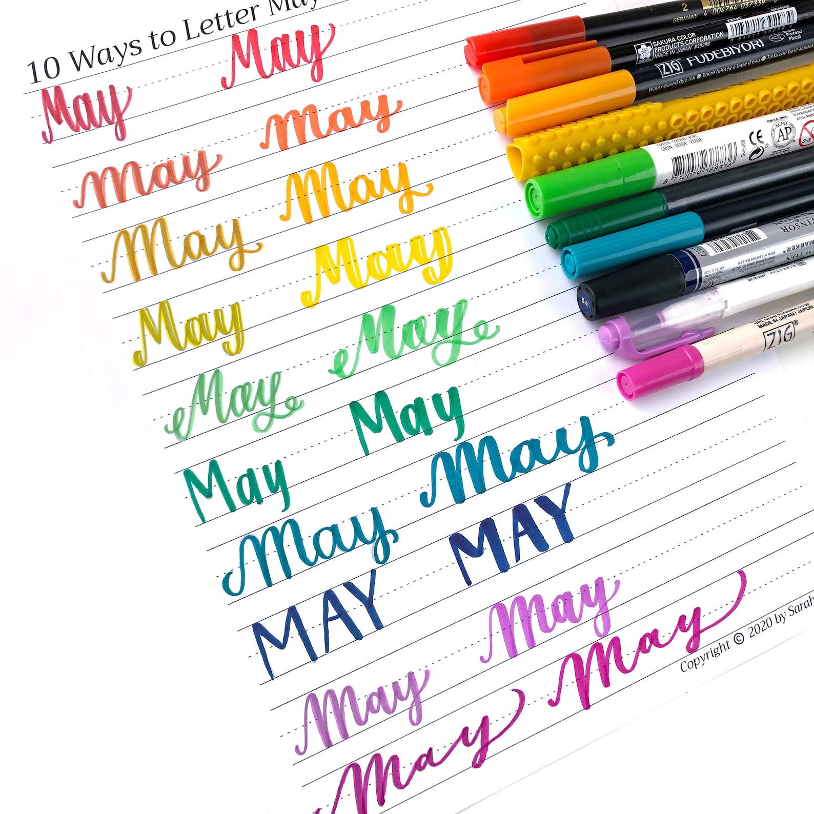 10 Ways to Letter, Planner Worksheets and Bullet Journal Words, Hand ...