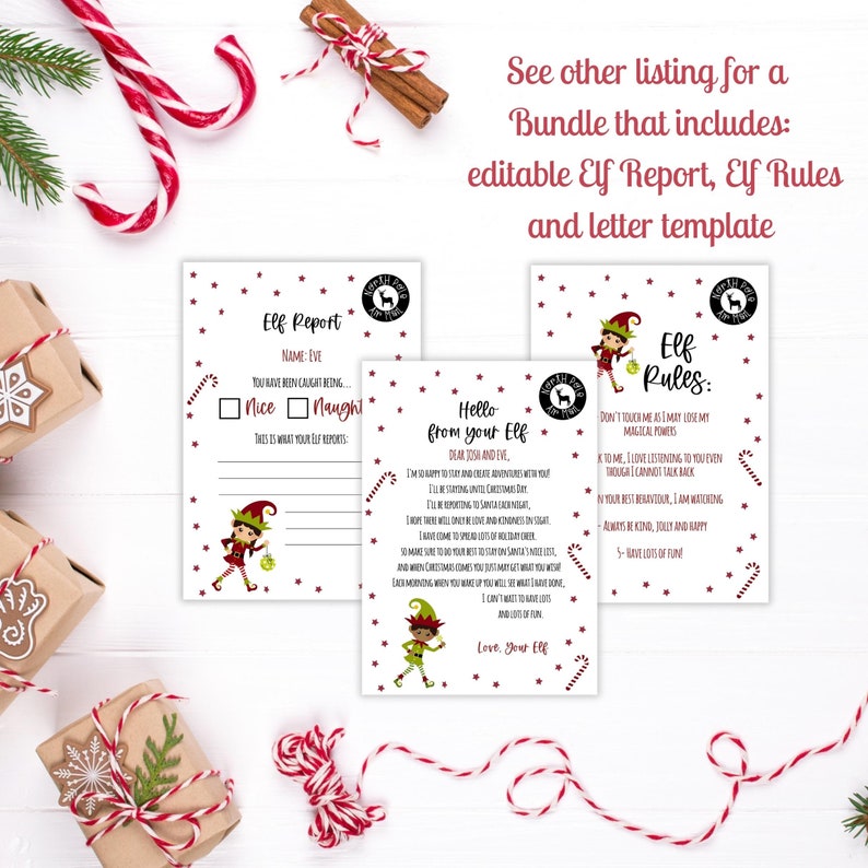 Carta de elfo editable Descarga digital para Elf on the Shelf Fun ...