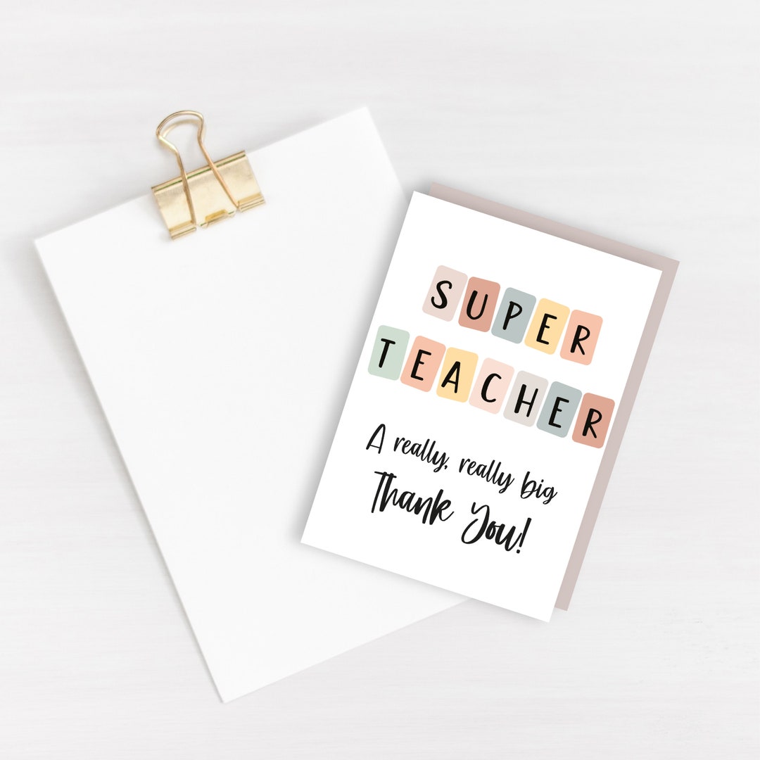 Super Teacher Card - Thank You Card for Teacher - End of Year Card - Etsy