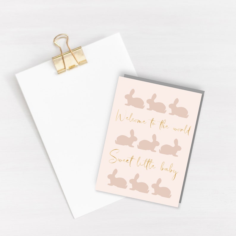 Welcome to the World New Baby Greeting Card - Gold Foiled New Baby Card ...