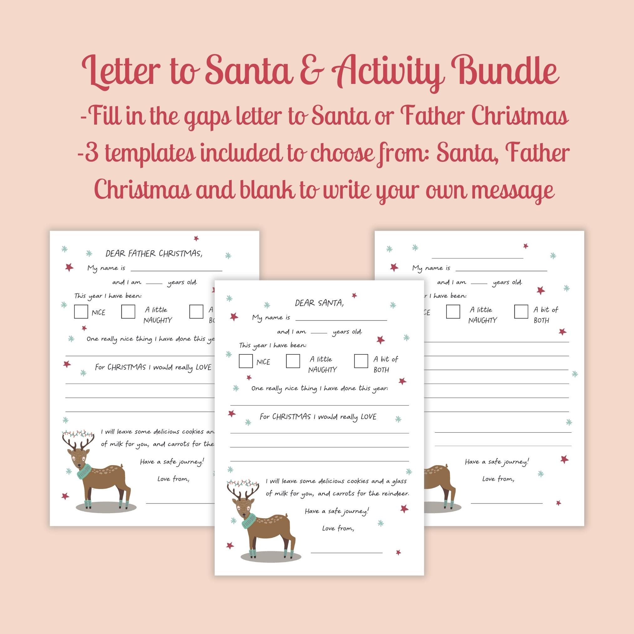 Printable Kids' Christmas Letter to Santa Template With 18 Festive ...
