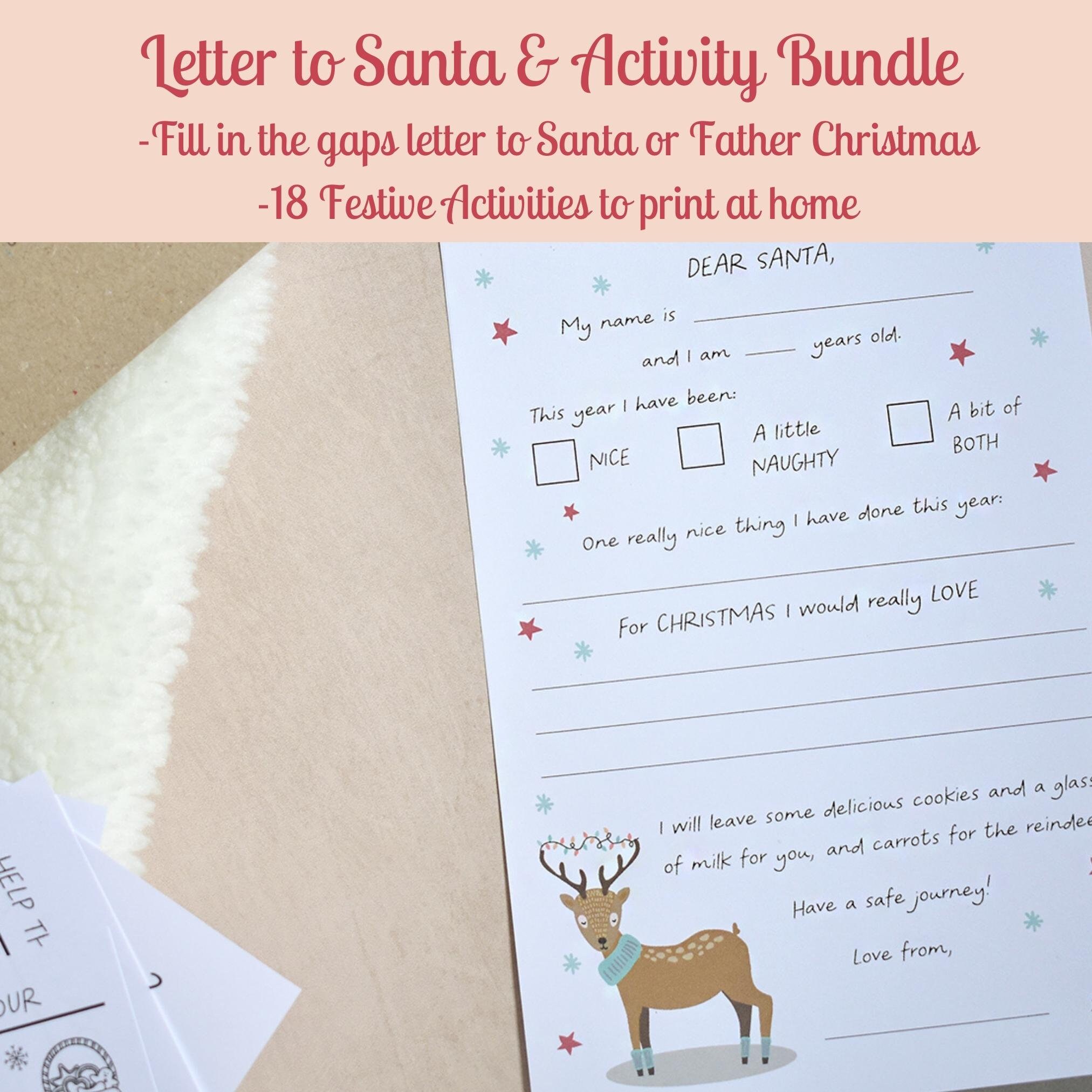 Printable Kids' Christmas Letter to Santa Template With 18 Festive ...