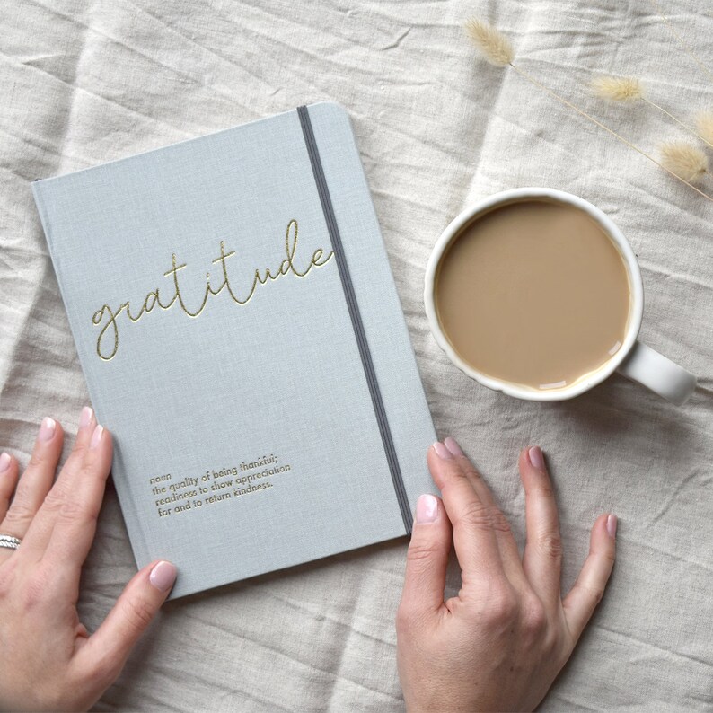 Gratitude Journal With Gold Detail and Recycled Cloth Cover - Etsy