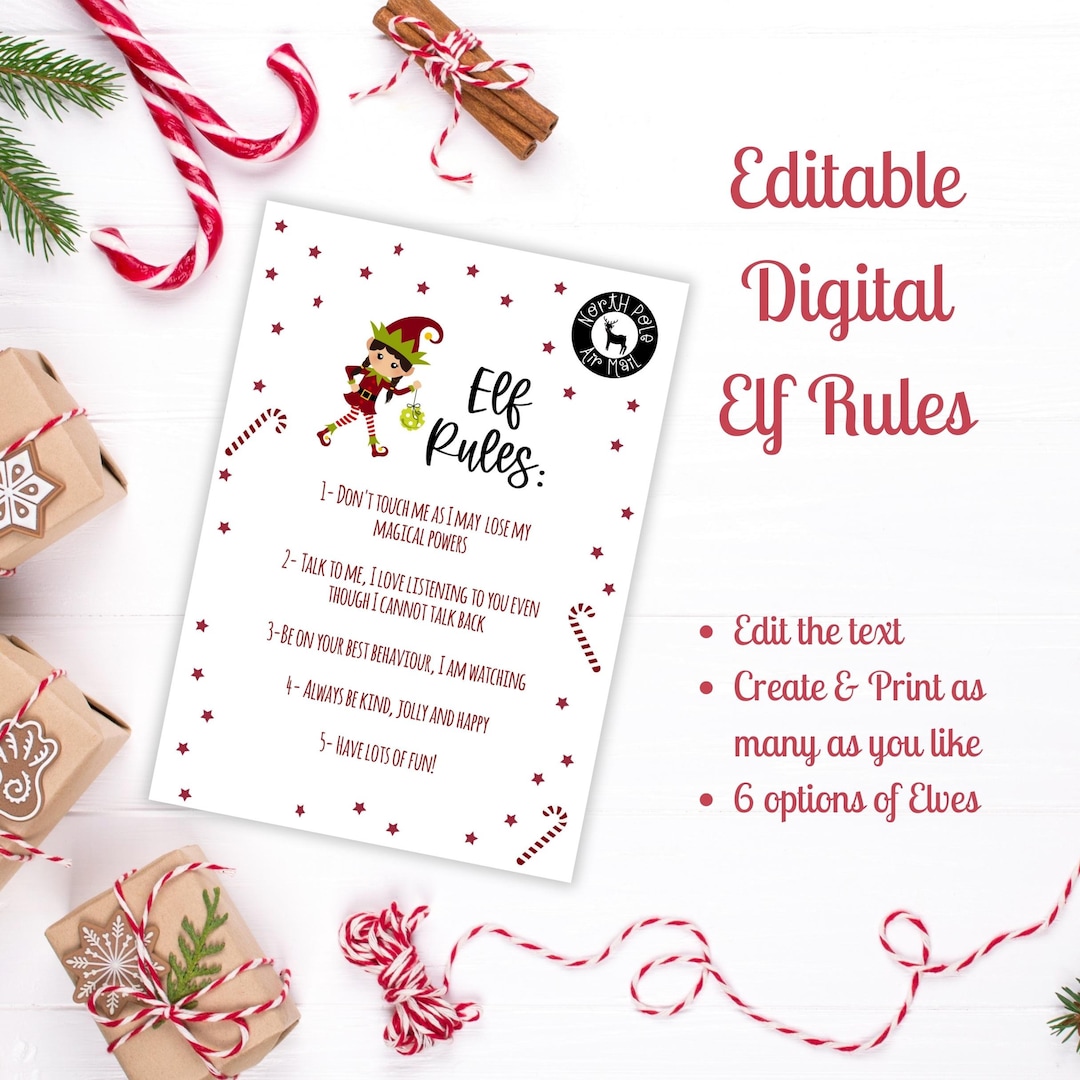 Editable Elf Rules Digital Download for Elf on the Shelf - Etsy UK