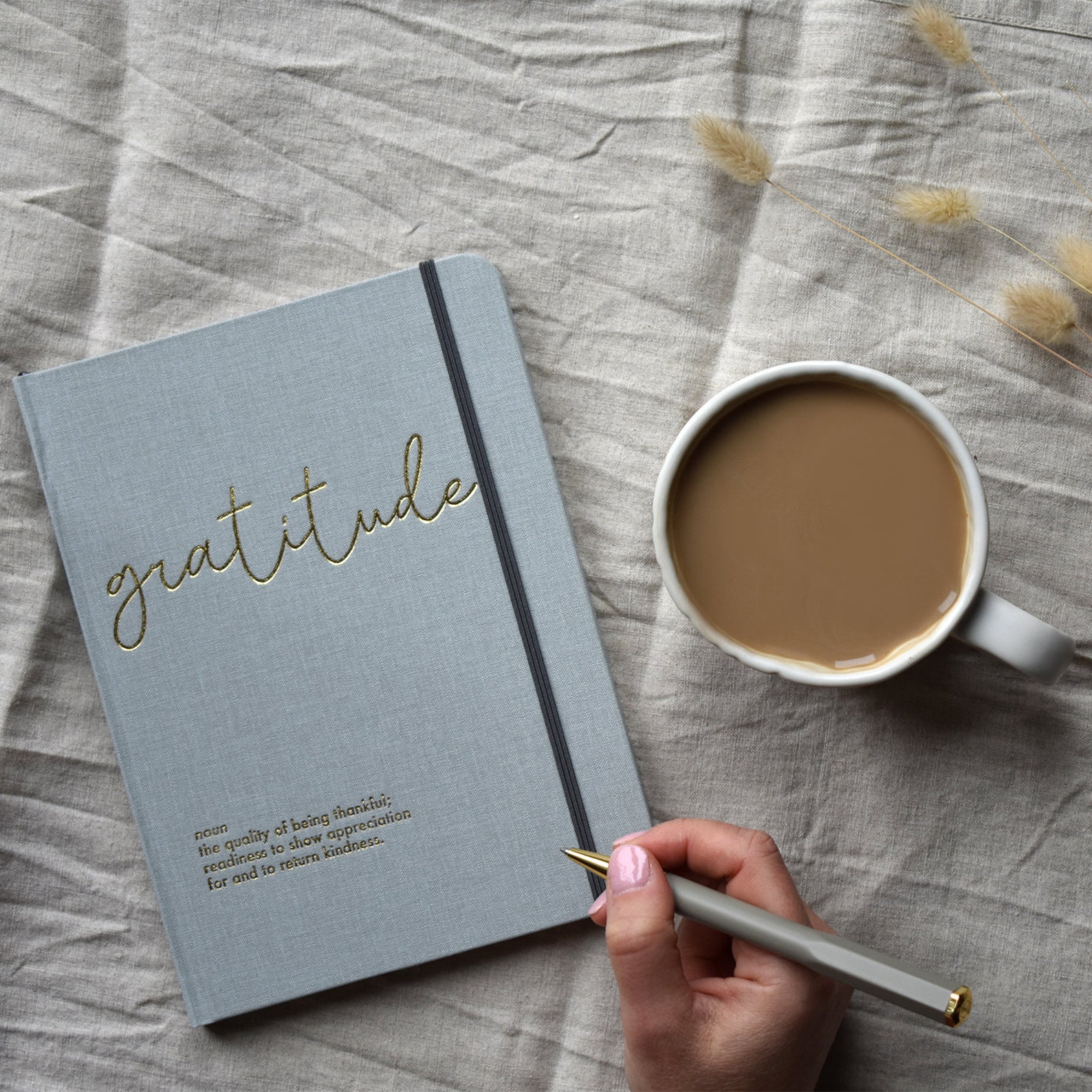 Gratitude Journal With Gold Detail and Recycled Cloth Cover - Etsy