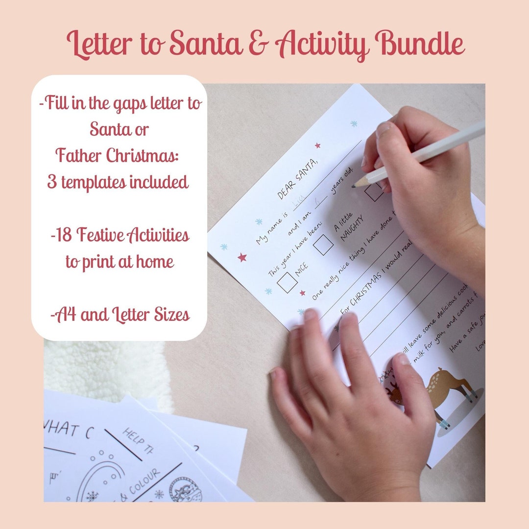 Printable Kids' Christmas Letter to Santa Template With 18 Festive ...