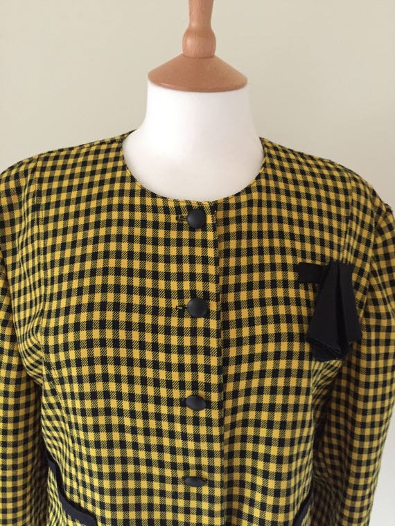 Vintage Black and Yellow Check Jacket Size L - Gem