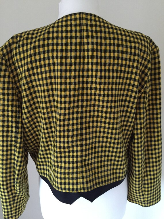 Vintage Black and Yellow Check Jacket Size L - Gem