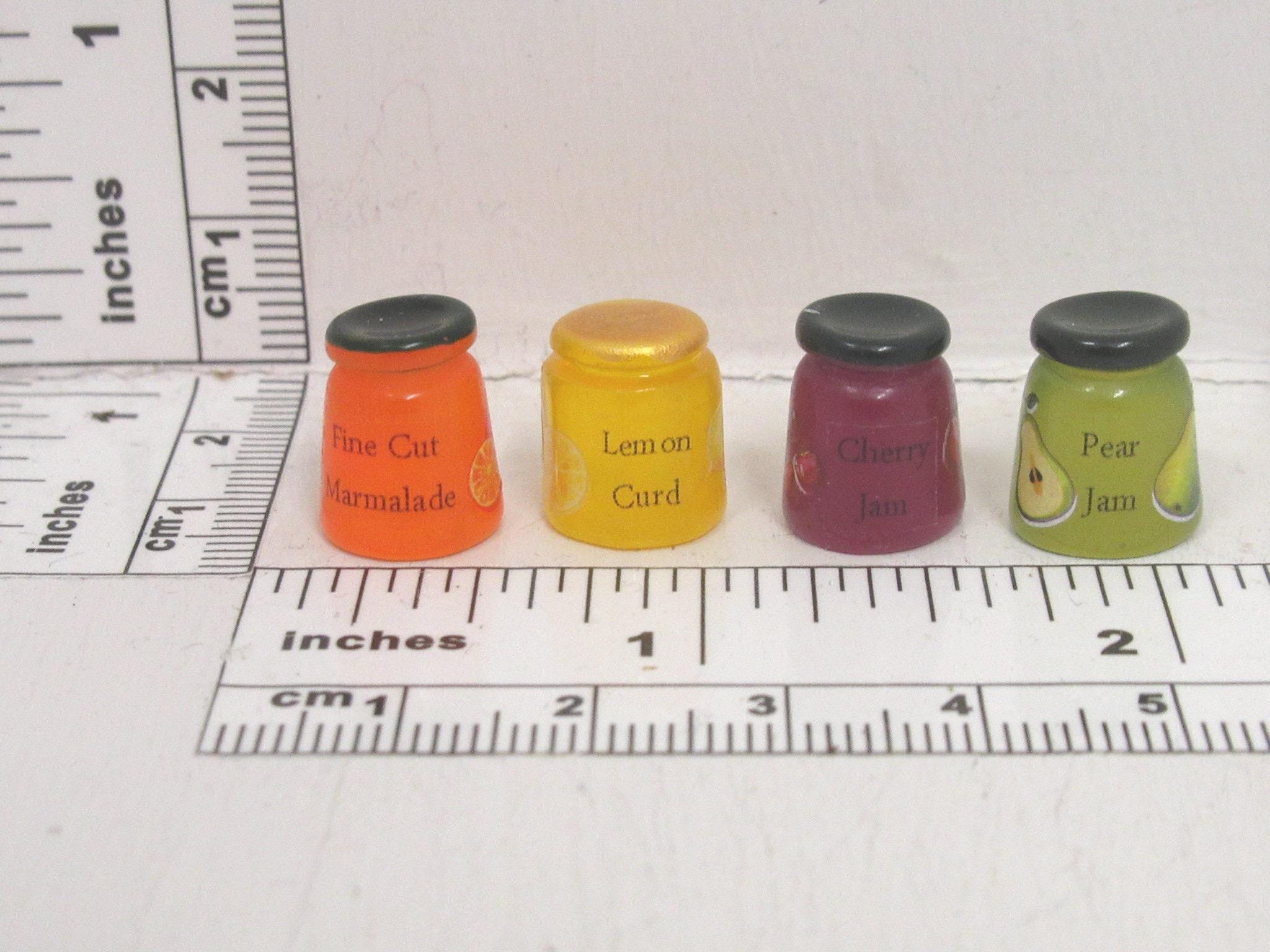 Dolls House Jam Preserve Jars Set of 4 Lemon Curd Jams Marmalade 1:12th ...