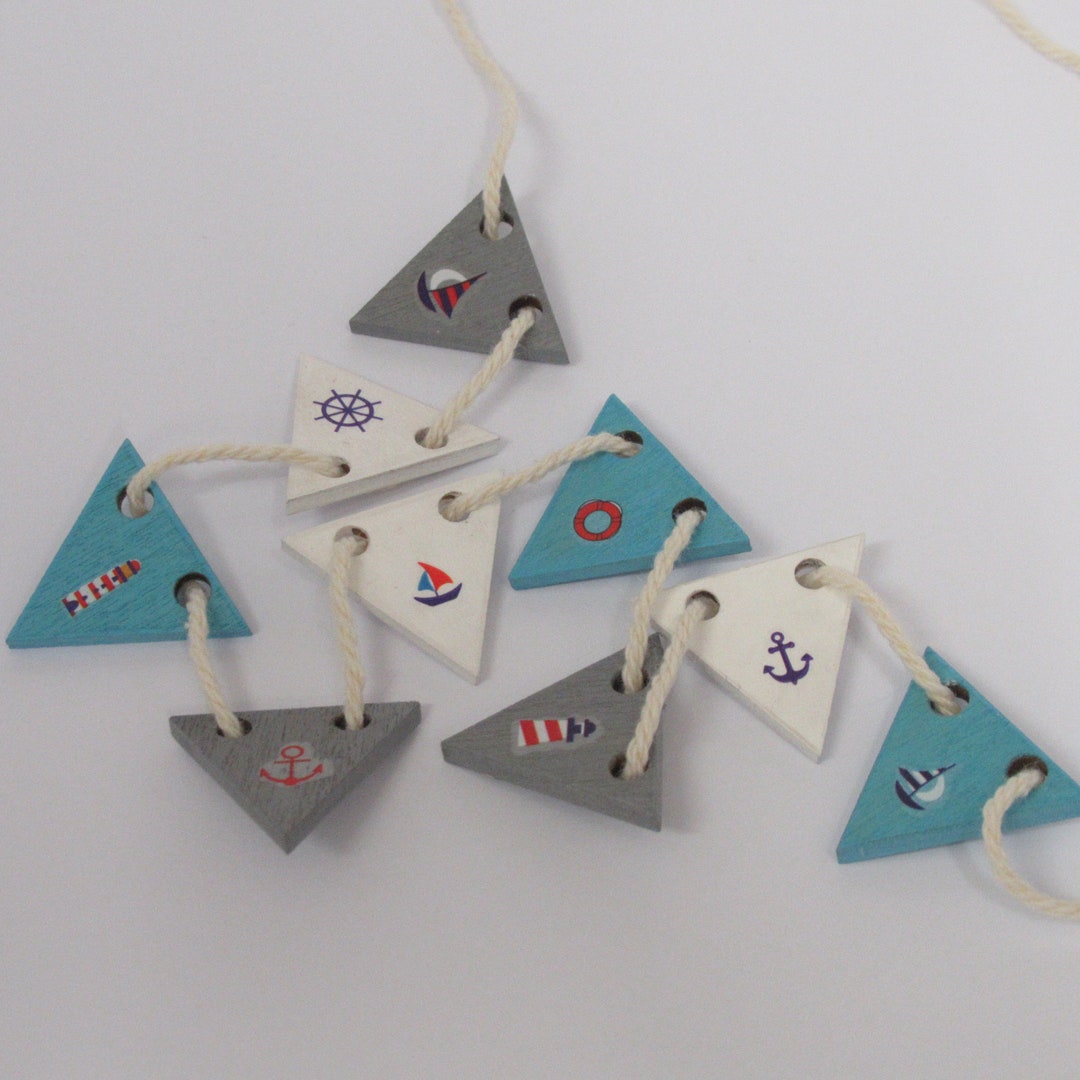 Dolls House Bunting Beach House Hut 9 Wood Flags Miniature Seaside ...