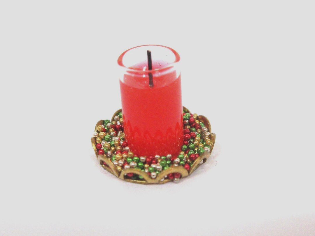 Dolls House Candle in a Glass Vase on a Decorated Tray Christmas ...