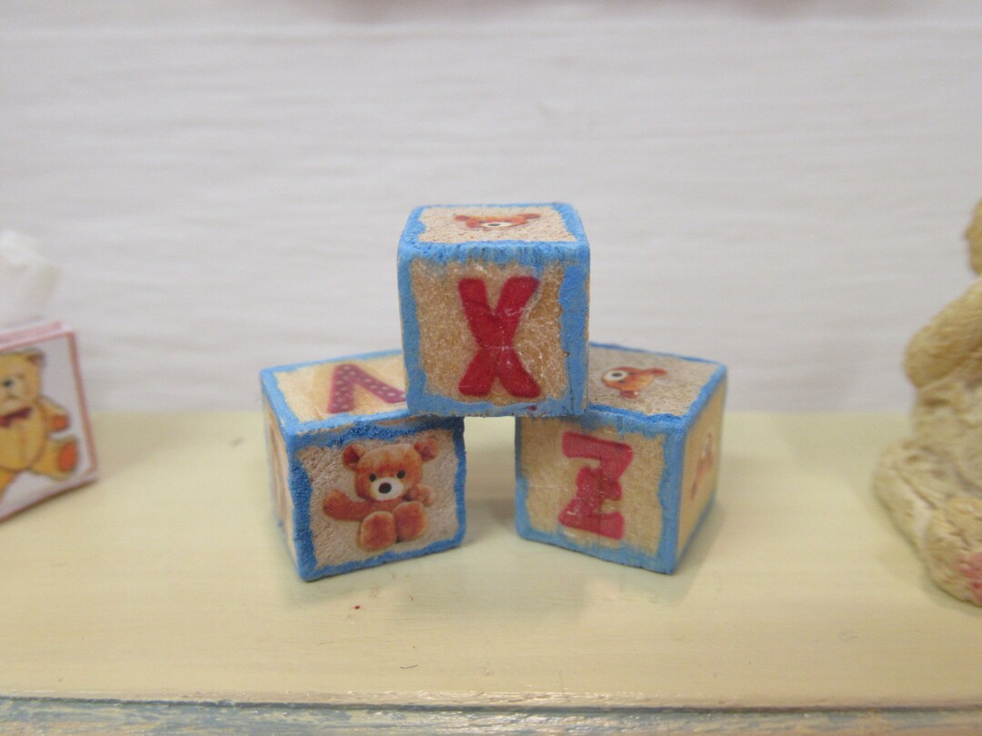 Dolls House Toy Letter Blocks Teddy Bear Theme Miniature Nursery or ...
