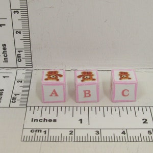 Dolls House Nursery Toy ABC Blocks Teddy Bears Set of 3 Pink 1:12 Scale ...