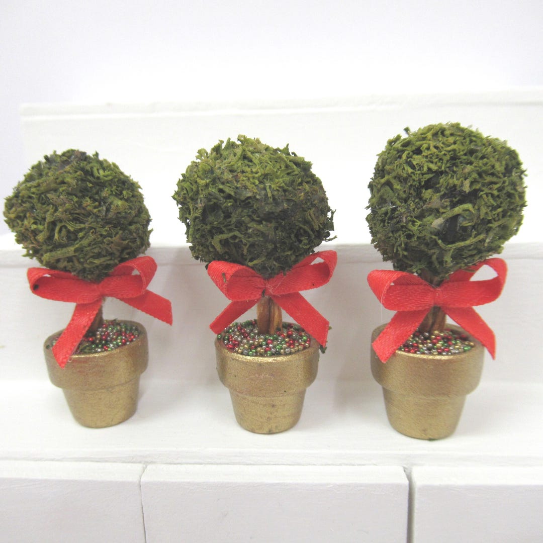 Dolls House Topiary Tree in a Gold Pot Miniature Christmas Decoration 1 ...