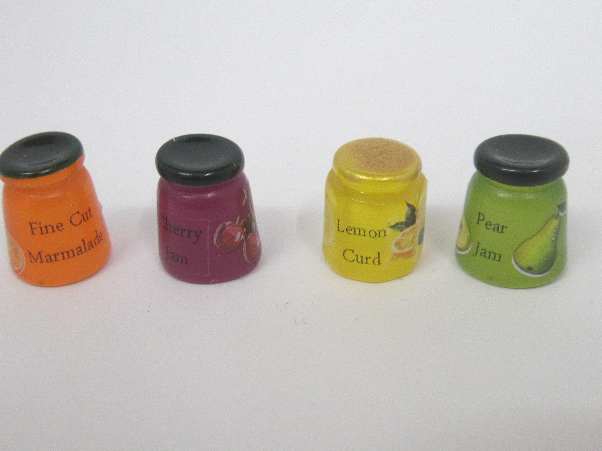 Dolls House Jam Preserve Jars Set of 4 Lemon Curd Jams Marmalade 1:12th ...