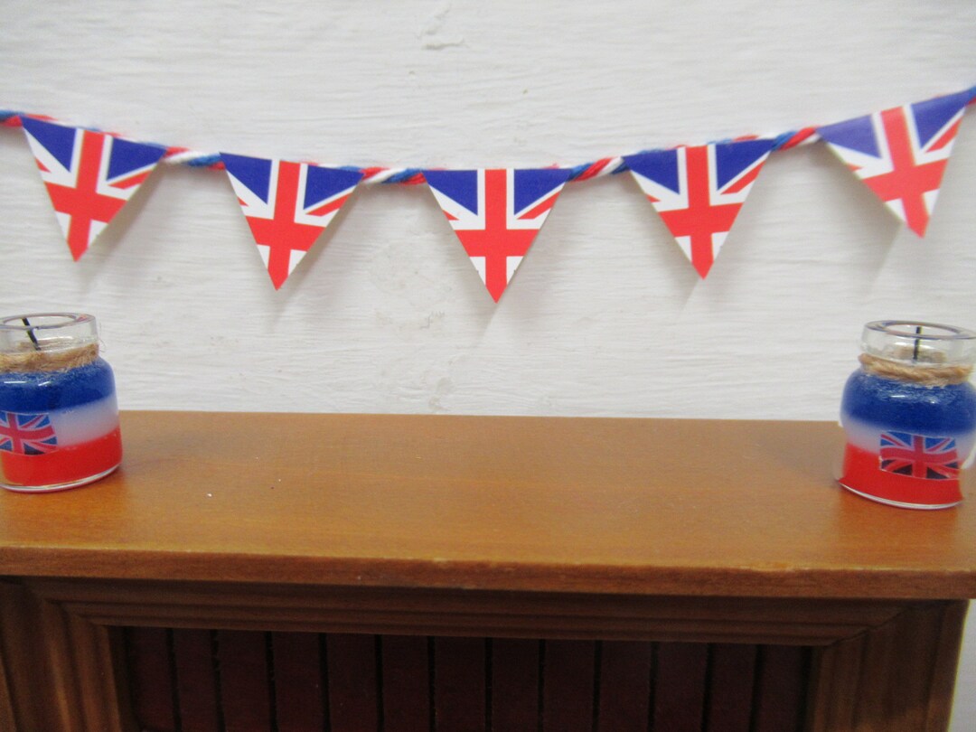 Dolls House Bunting 9 British Flags Miniature UK Decoration 1:12 Scale ...