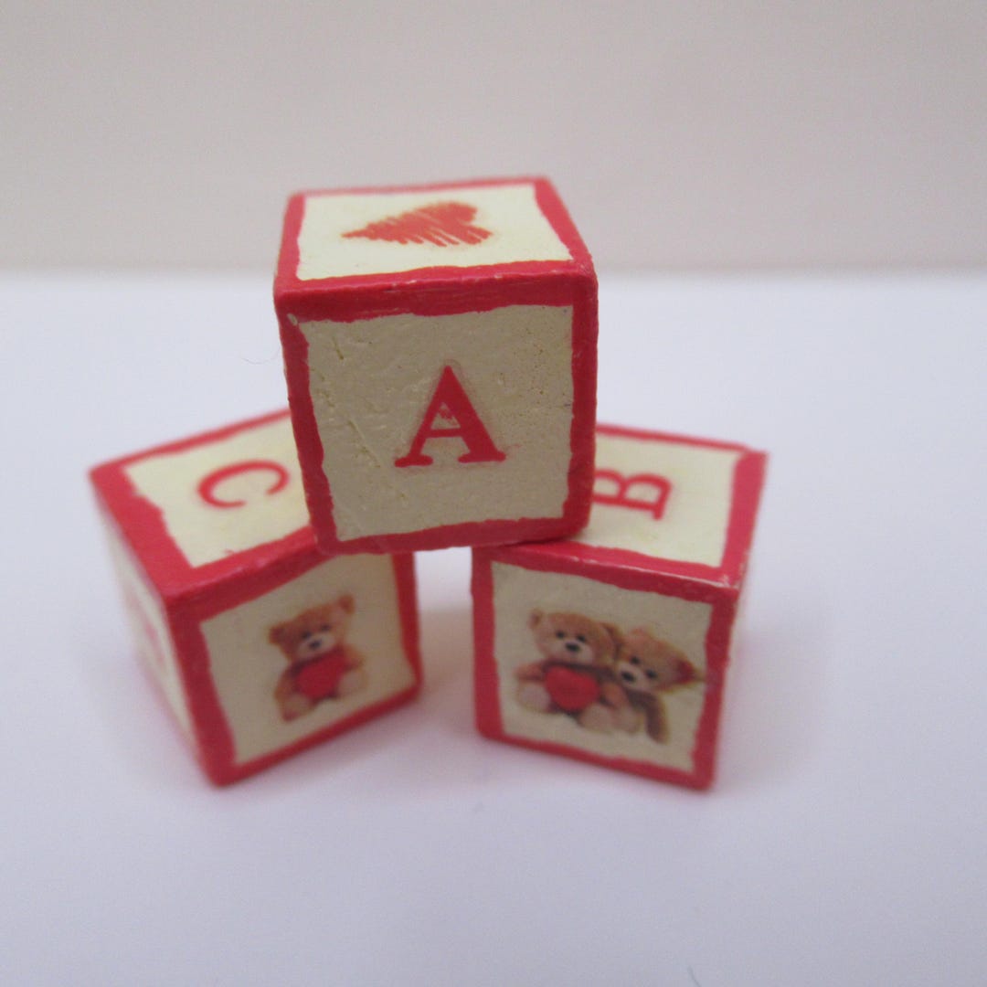 Dolls House Toy Letter Blocks Teddy Bears Set of 3 Red 1:12 Scale ...