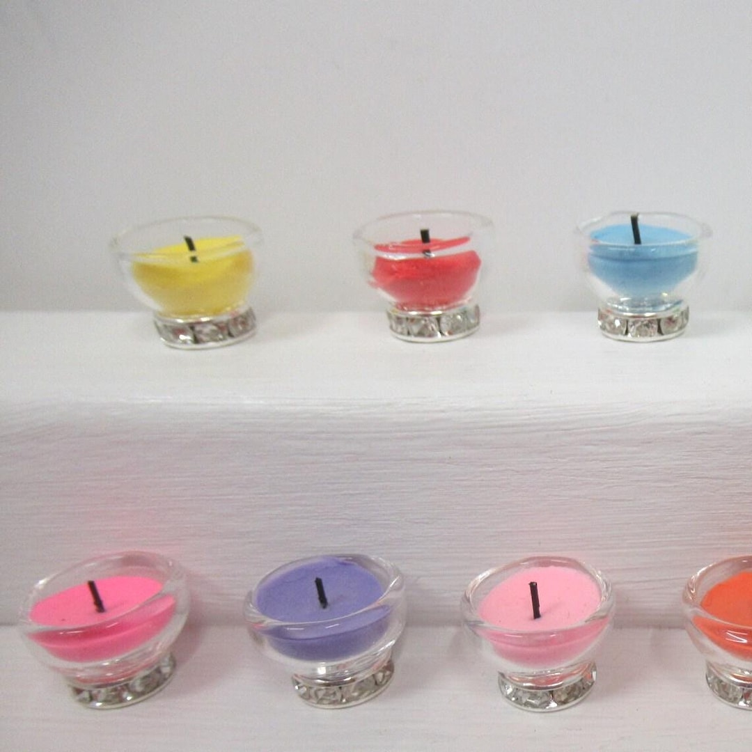 Dolls House Candle in a Glass Bowl Choice of Colours 1:12 Scale ...
