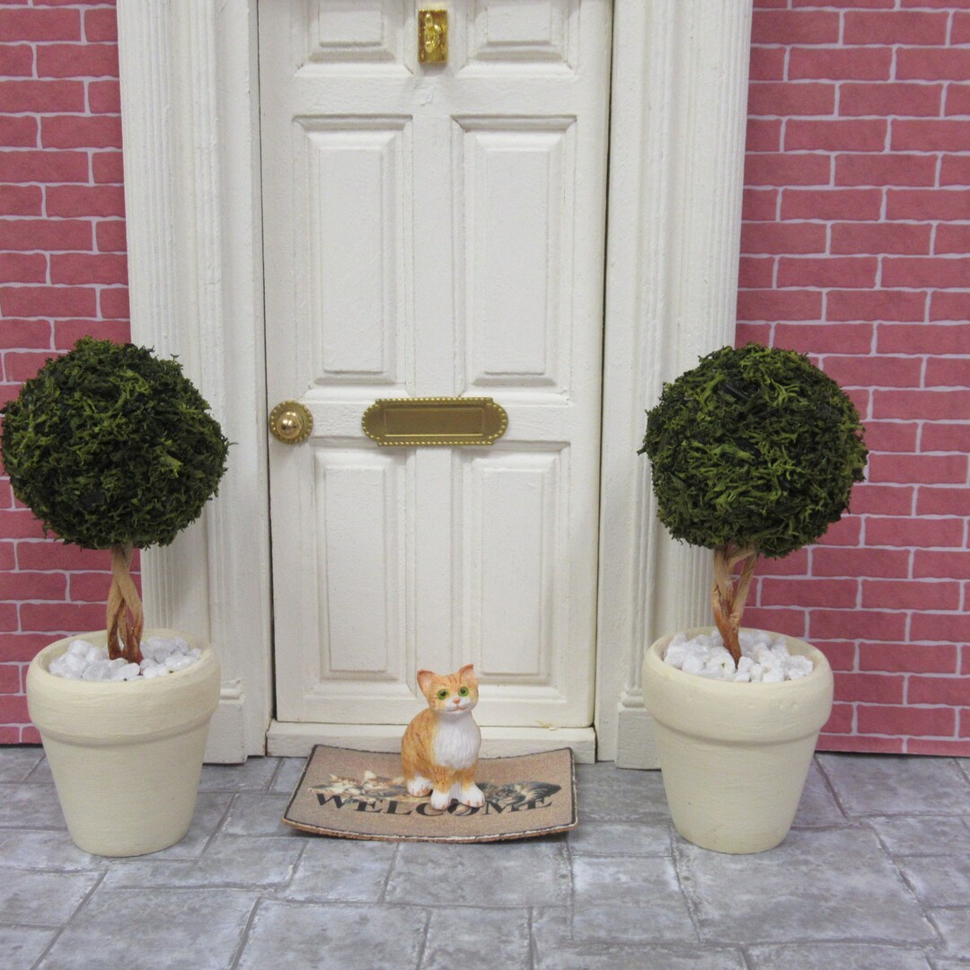 Dolls House Topiary Two Hand Made Trees in Cream Colour Hand Painted ...