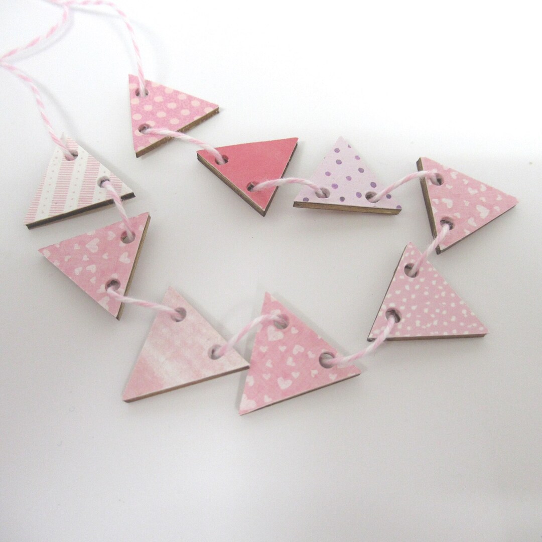 Dolls House Bunting 9 Pink Flags Nursery or Girls Bedroom Miniature ...