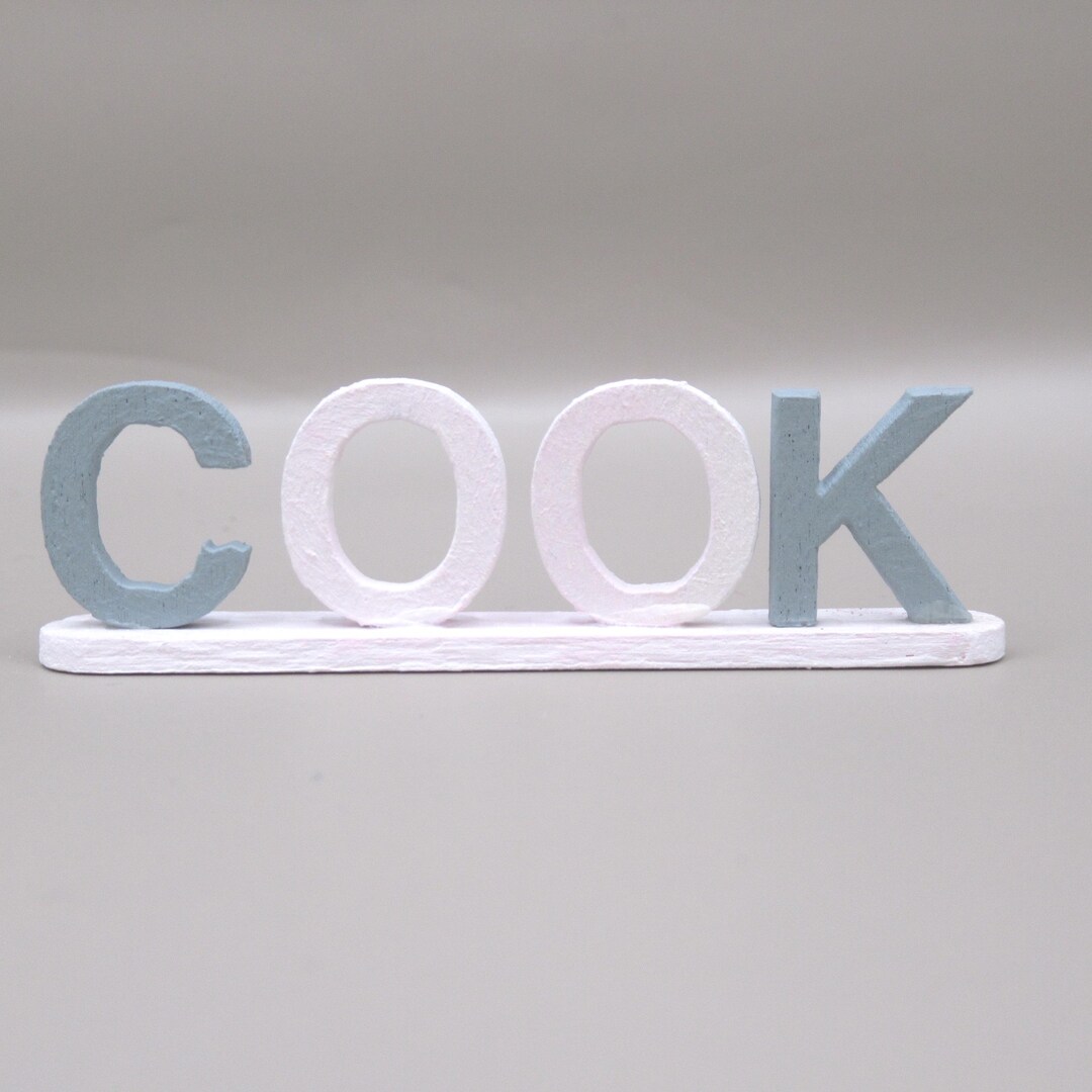 Dolls House Cook Word Miniature Blue White Decor 1:12th Scale Kitchen ...