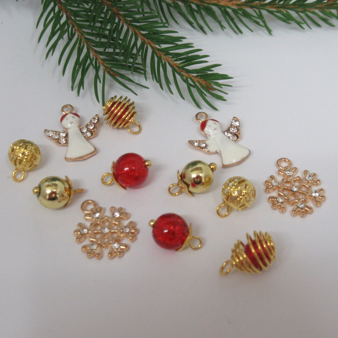 1:12th Scale Christmas Tree Decorations 12 Red Gold Baubles and ...