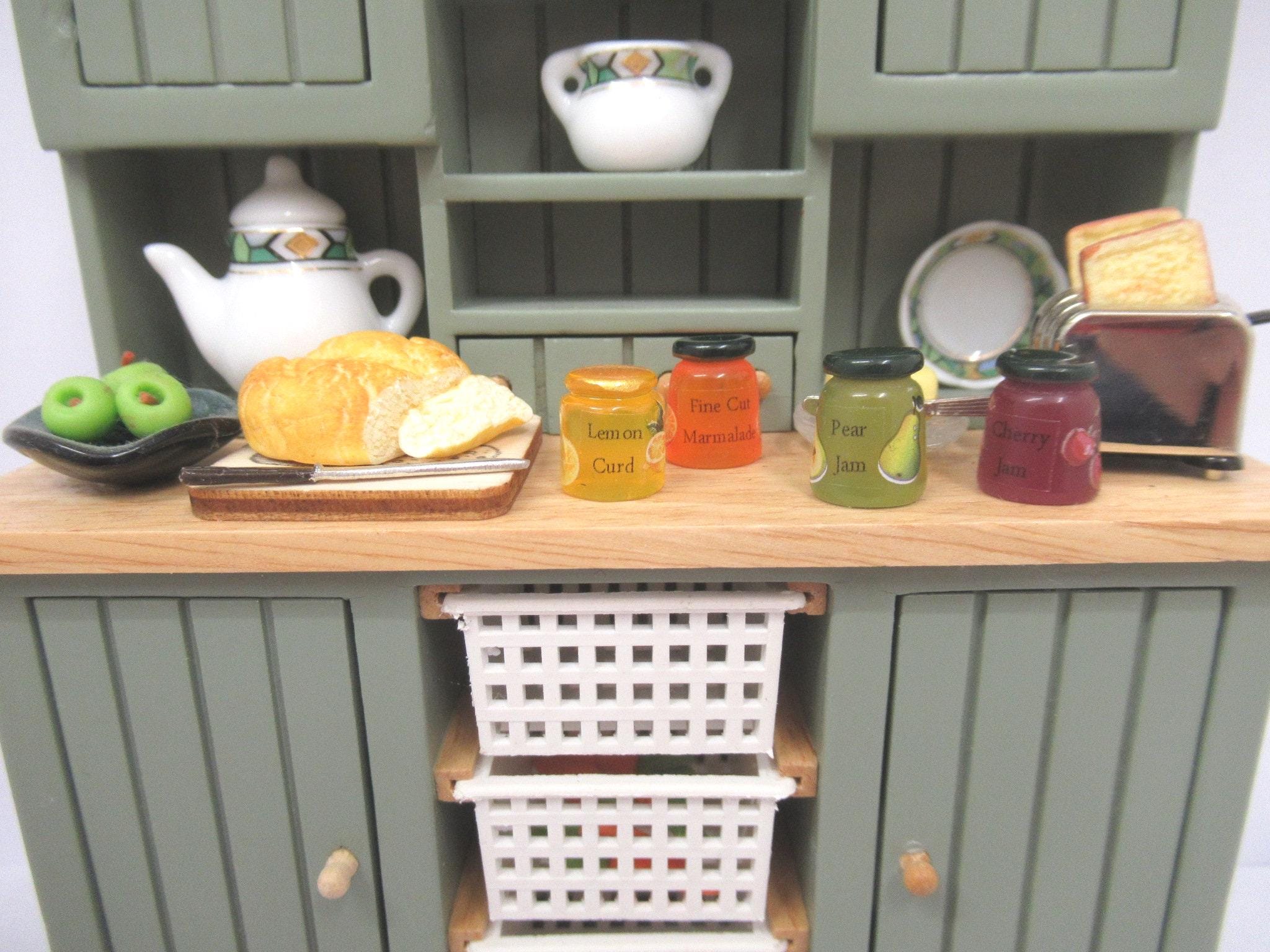 Dolls House Jam Preserve Jars Set of 4 Lemon Curd Jams Marmalade 1:12th ...