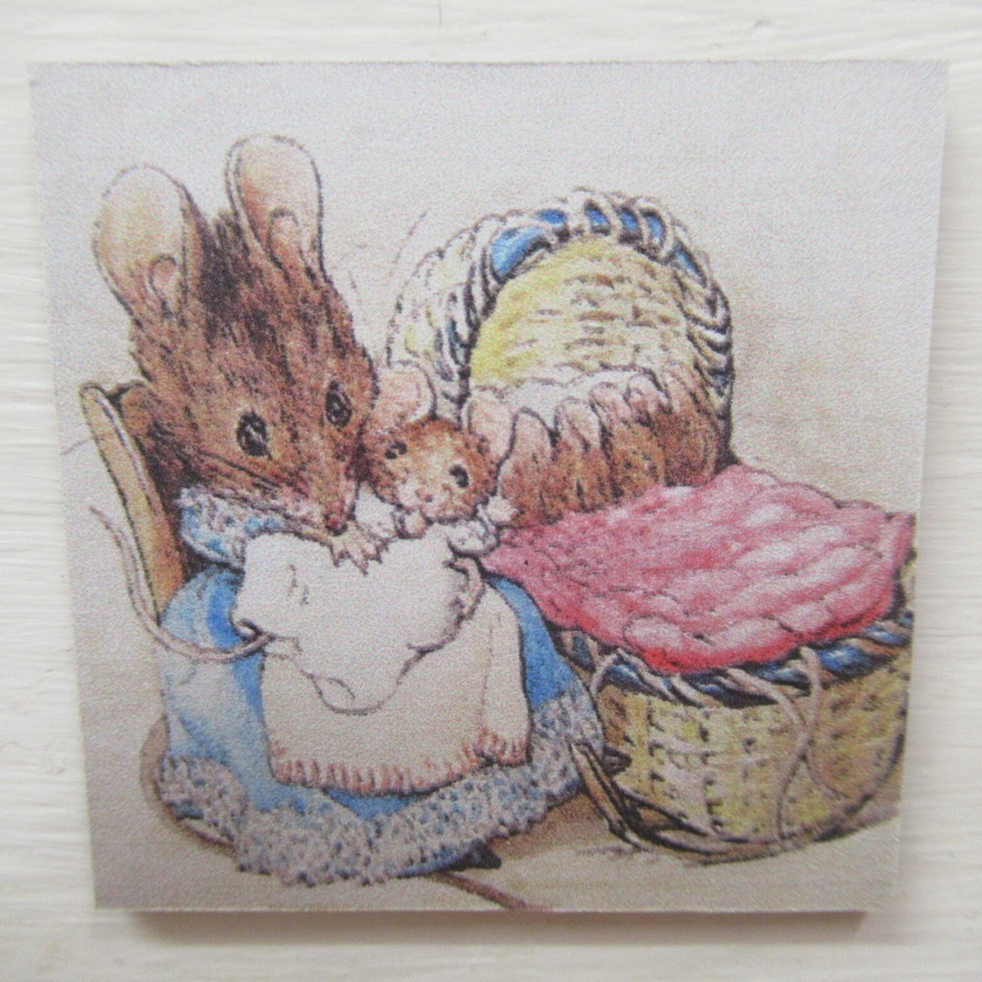 Miniature Nursery Picture Peter Rabbit Hunca Munca Dolls House Wall Art ...