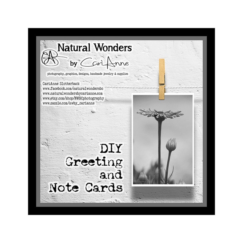 Printable B&W Heart Greeting Note Cards Flower Photography, Black and ...