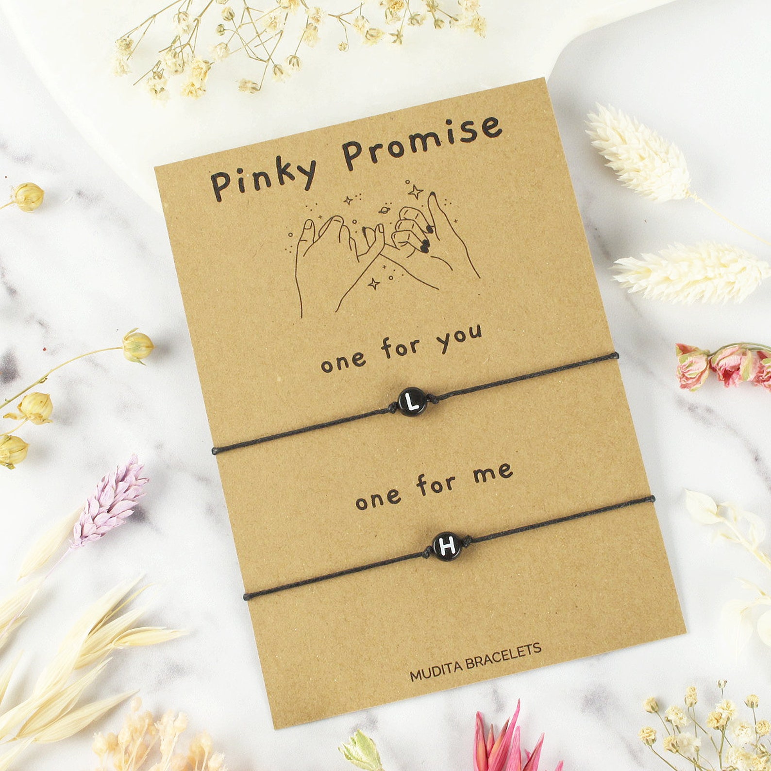 Initial Letter Bracelets Pinky Promise Wish Bracelets Letter - Etsy