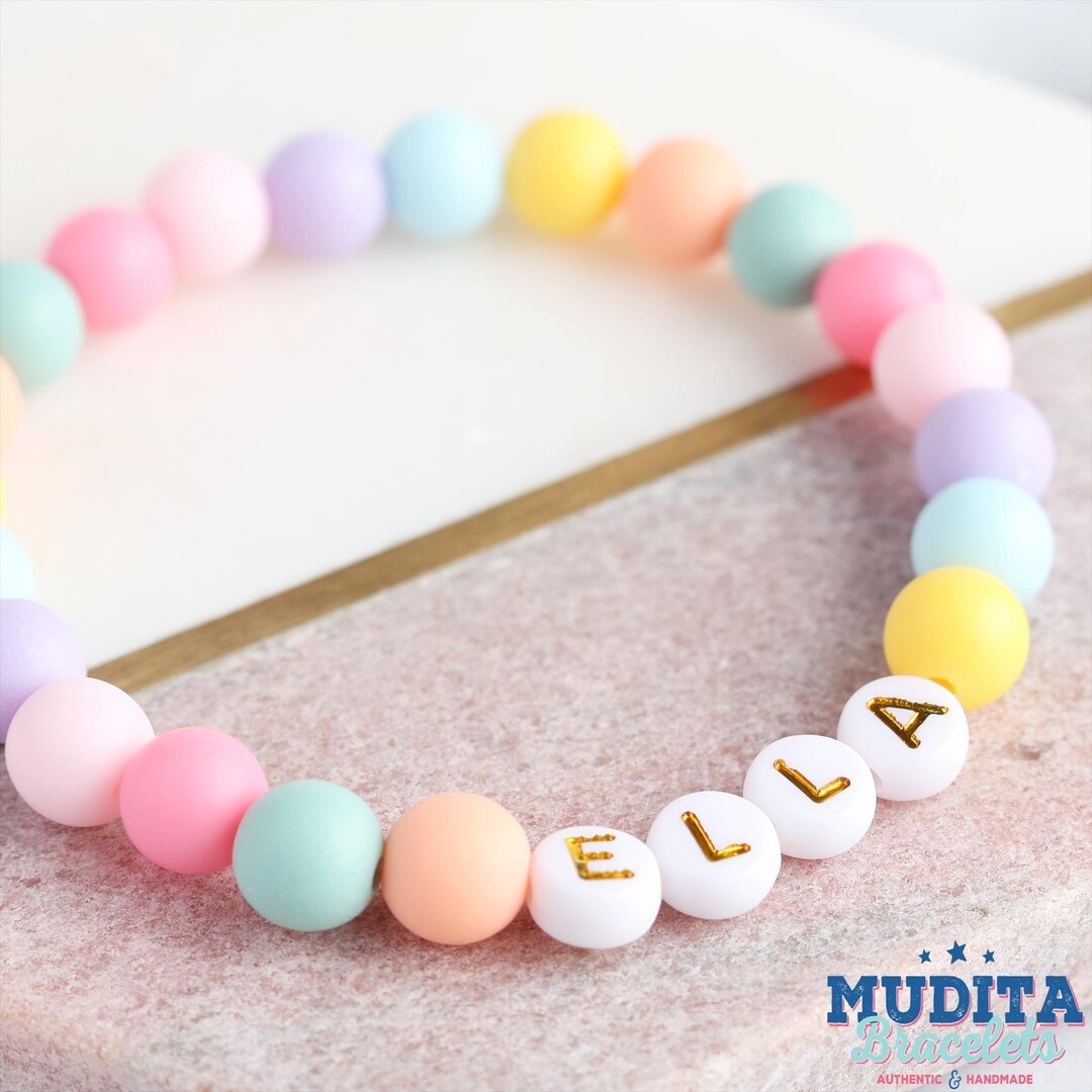 Personalised Kid's Beaded Bracelet, Custom Childrens Bracelet, Girls ...