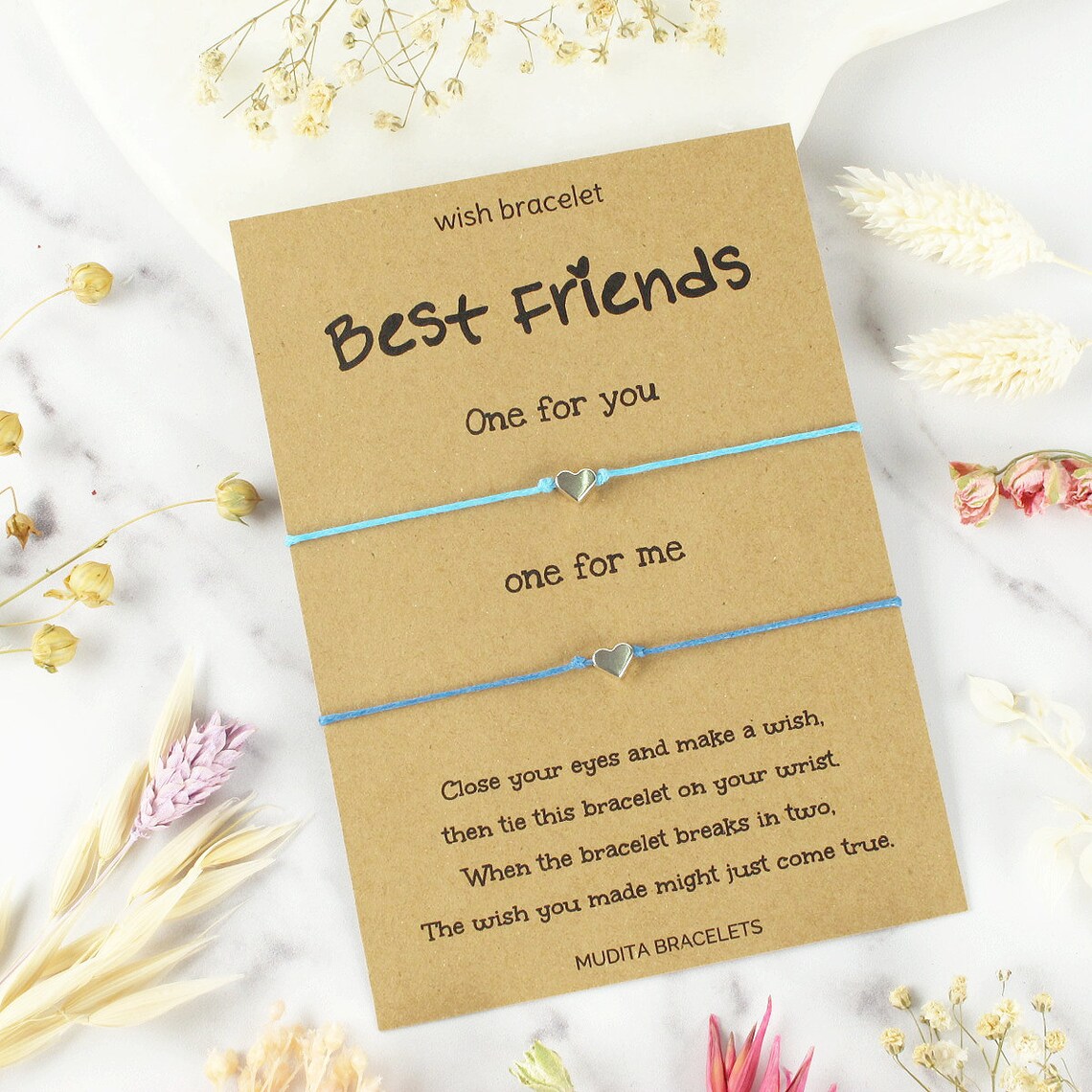 You And Me Best Friends Bracelet Set Heart Wish Bracelet | Etsy