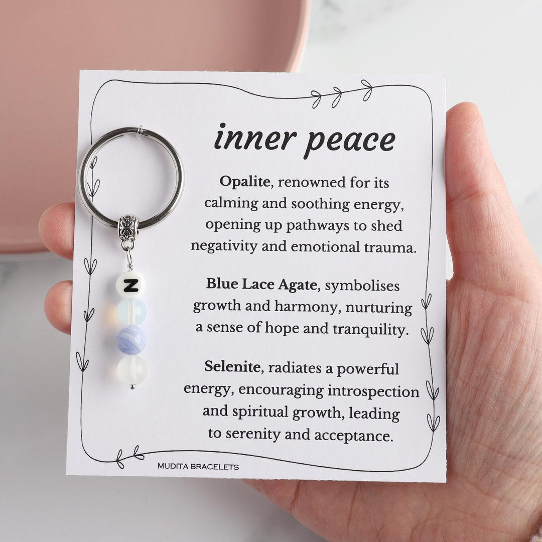 Personalized Opalite Crystal Keyring: Initial Gemstone Keychain - Etsy