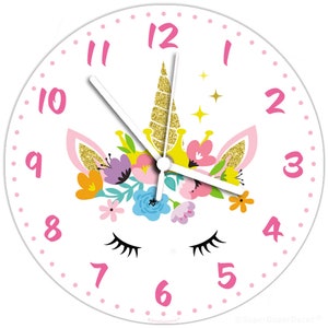UNICORN FLORAL Wall CLOCK Learning Teaching Time Girls - Etsy