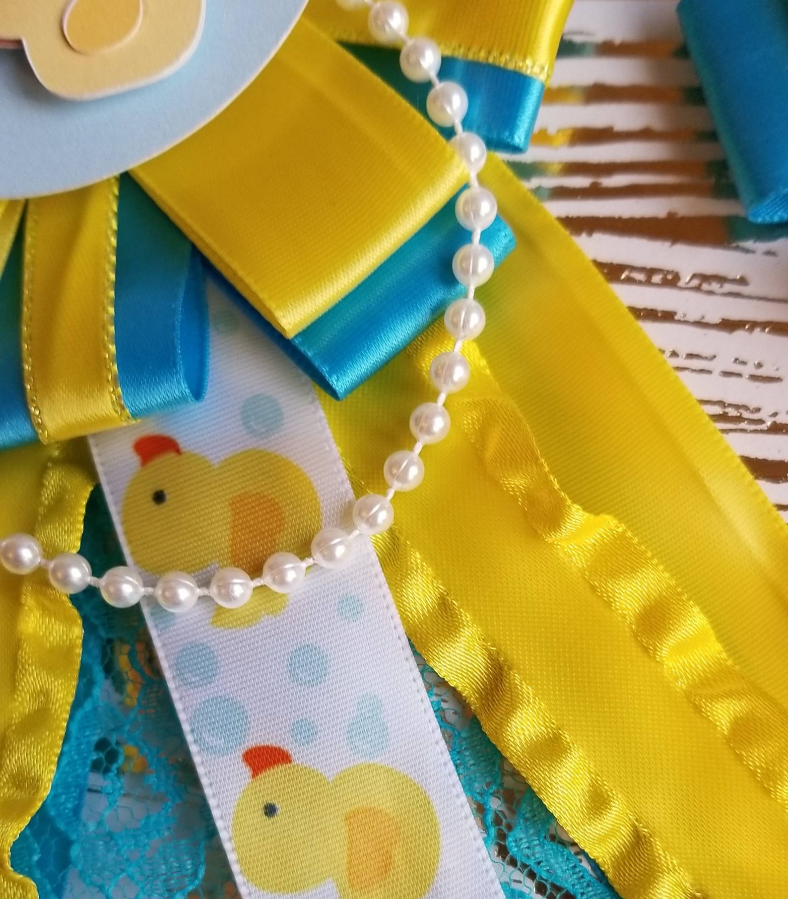 Rubber Ducky Baby Shower Corsage Pin Set: Yellow & Blue - Etsy