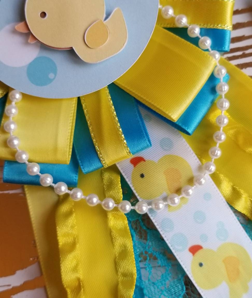 Rubber Ducky Baby Shower Corsage Pin Set: Yellow & Blue - Etsy