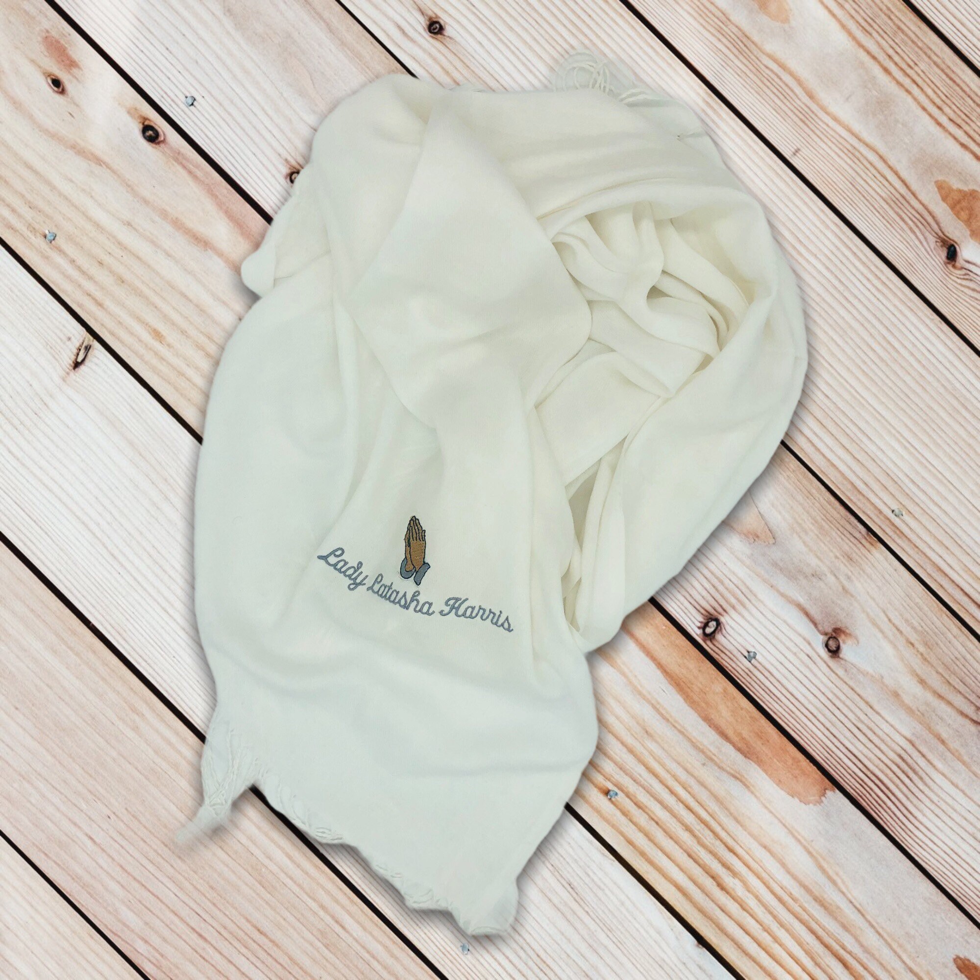 Church Scarf Embroidered With Praying Hands and Personalized - Etsy