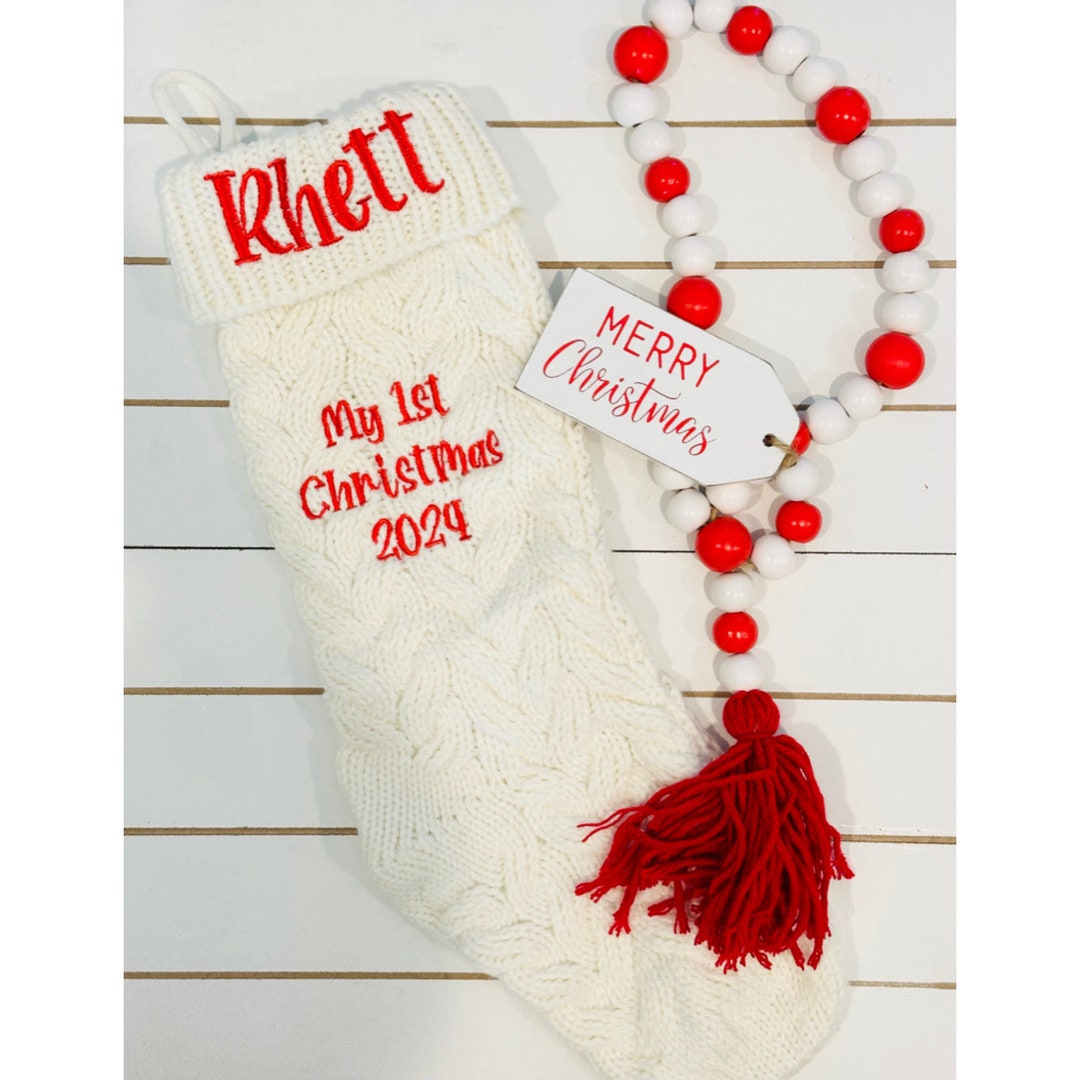 Personalized First Christmas Stockings, 1st Christmas Gift, Embroidered ...