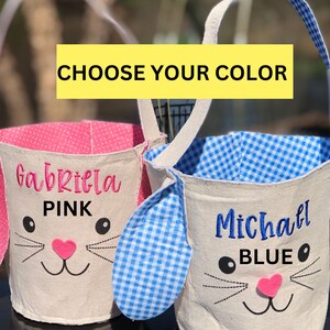 Cute Embroidered Easter Bunny Basket Gift for Kids Personalized With ...