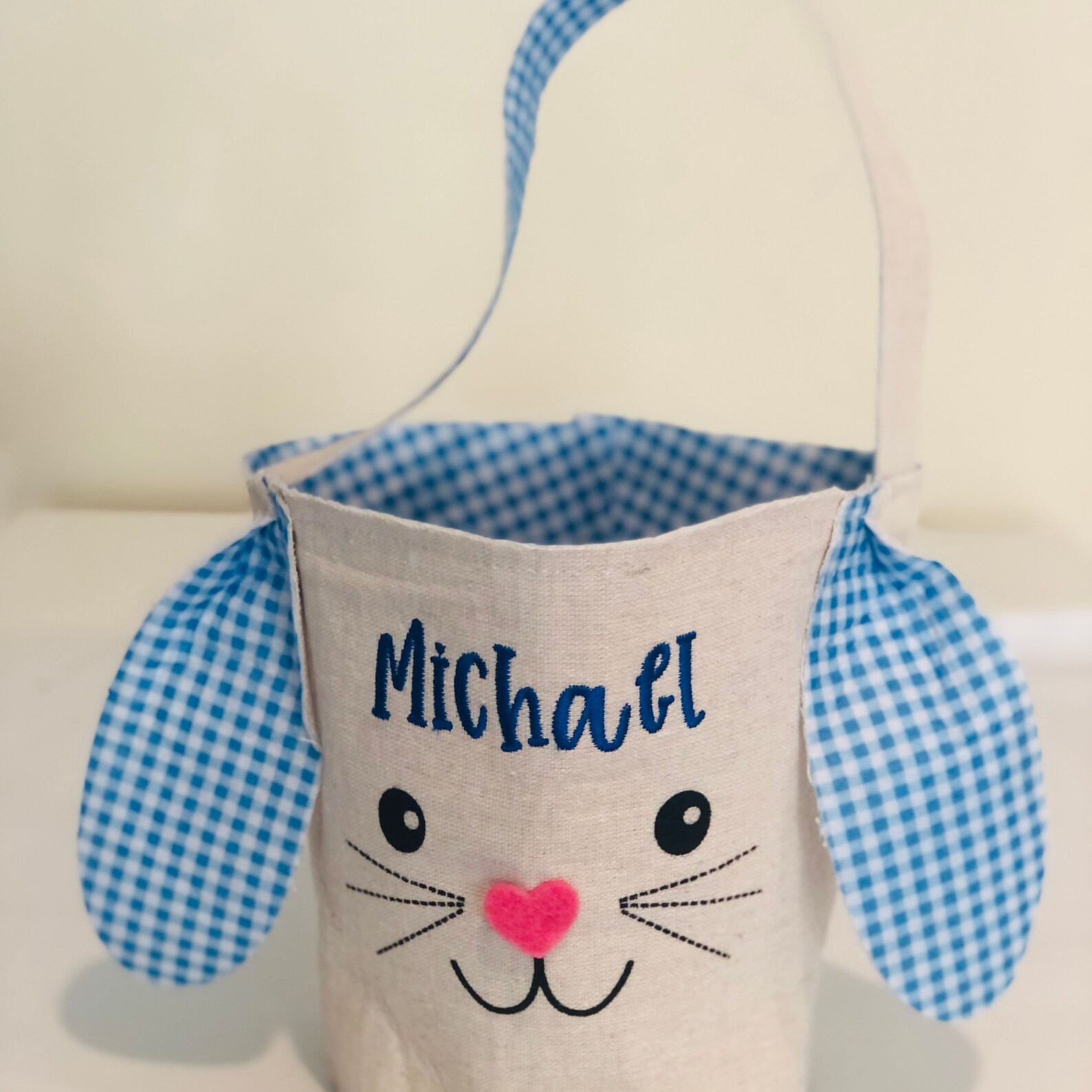 Cute Embroidered Easter Bunny Basket Gift for Kids Personalized With ...