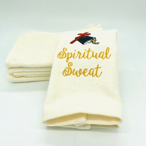 Prayer Towel Embroidered With a Bible and the Words “spiritual Sweat ...